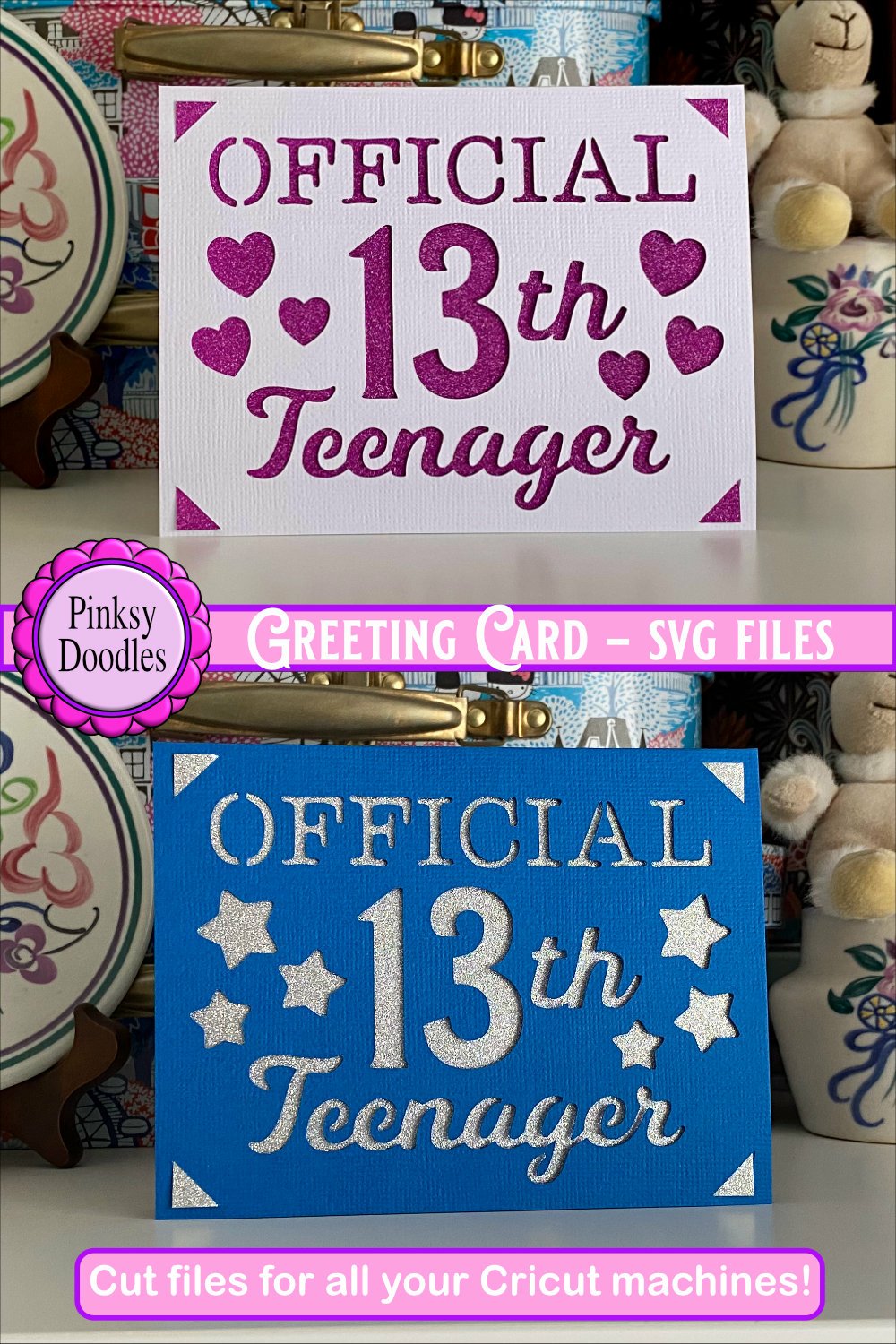 official teenager 13th birthday paper cut card svg cut files