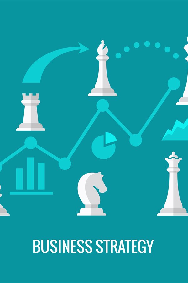 Business strategy with chess flat vector concept