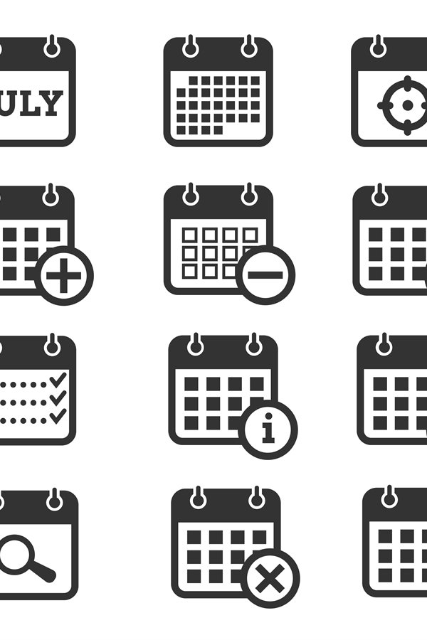 Time, date and calendar vector icons