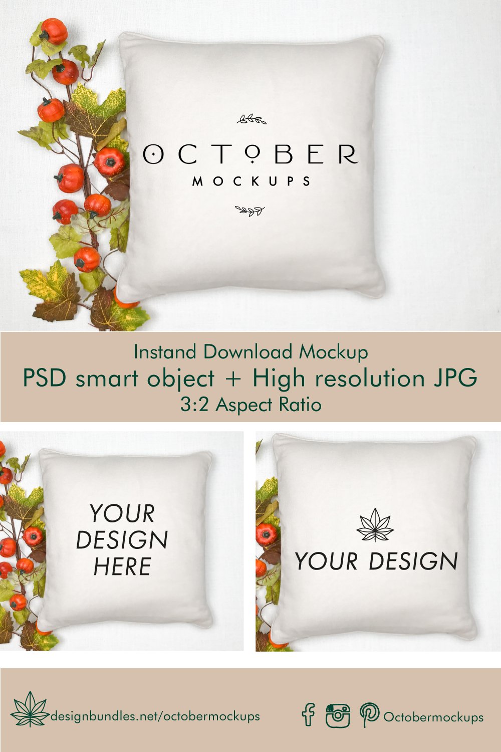 Fall Pillow Mockup | Autumn pillowcover mockup