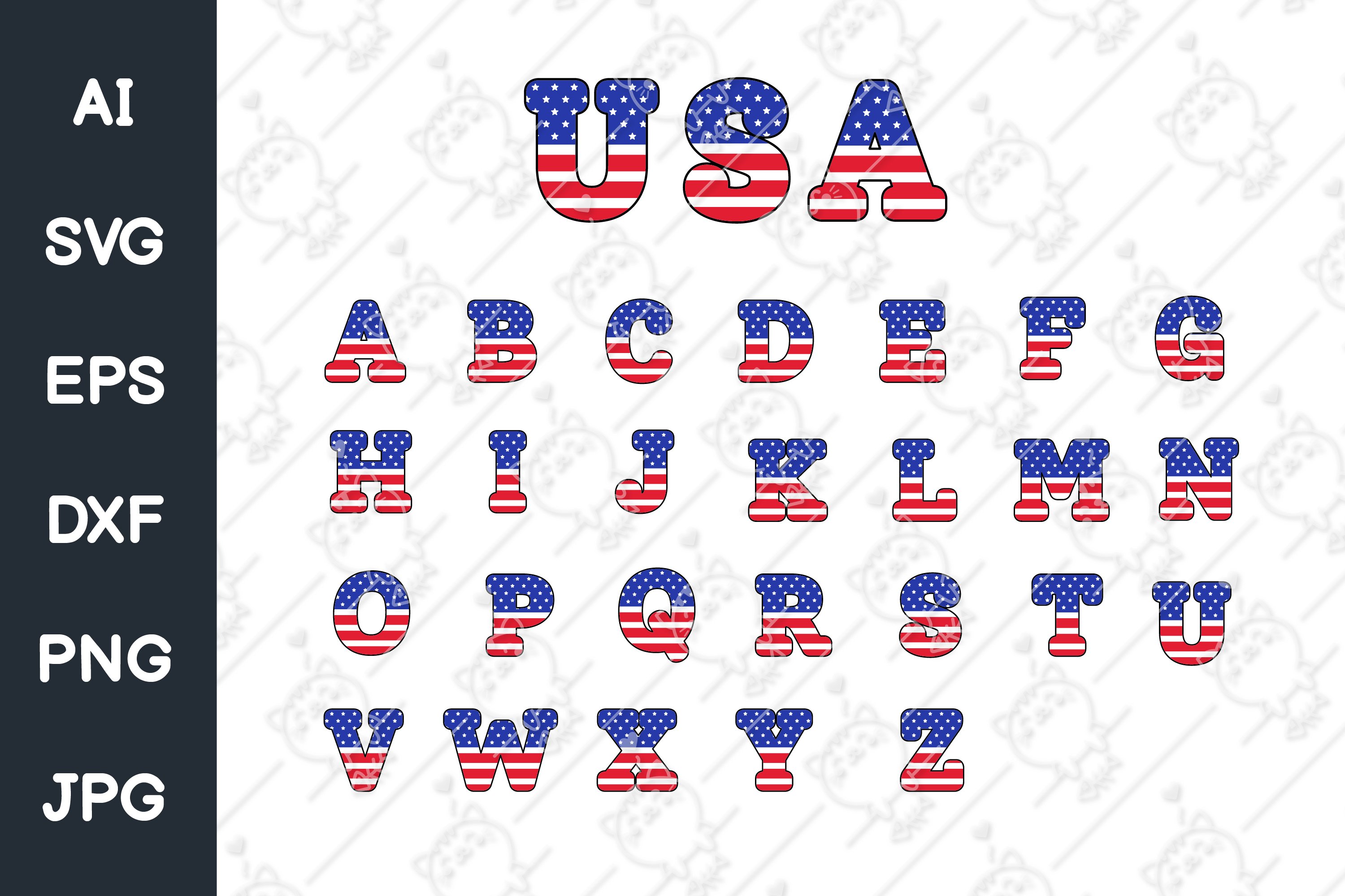 American Flag Alphabet SVG |Digital Download