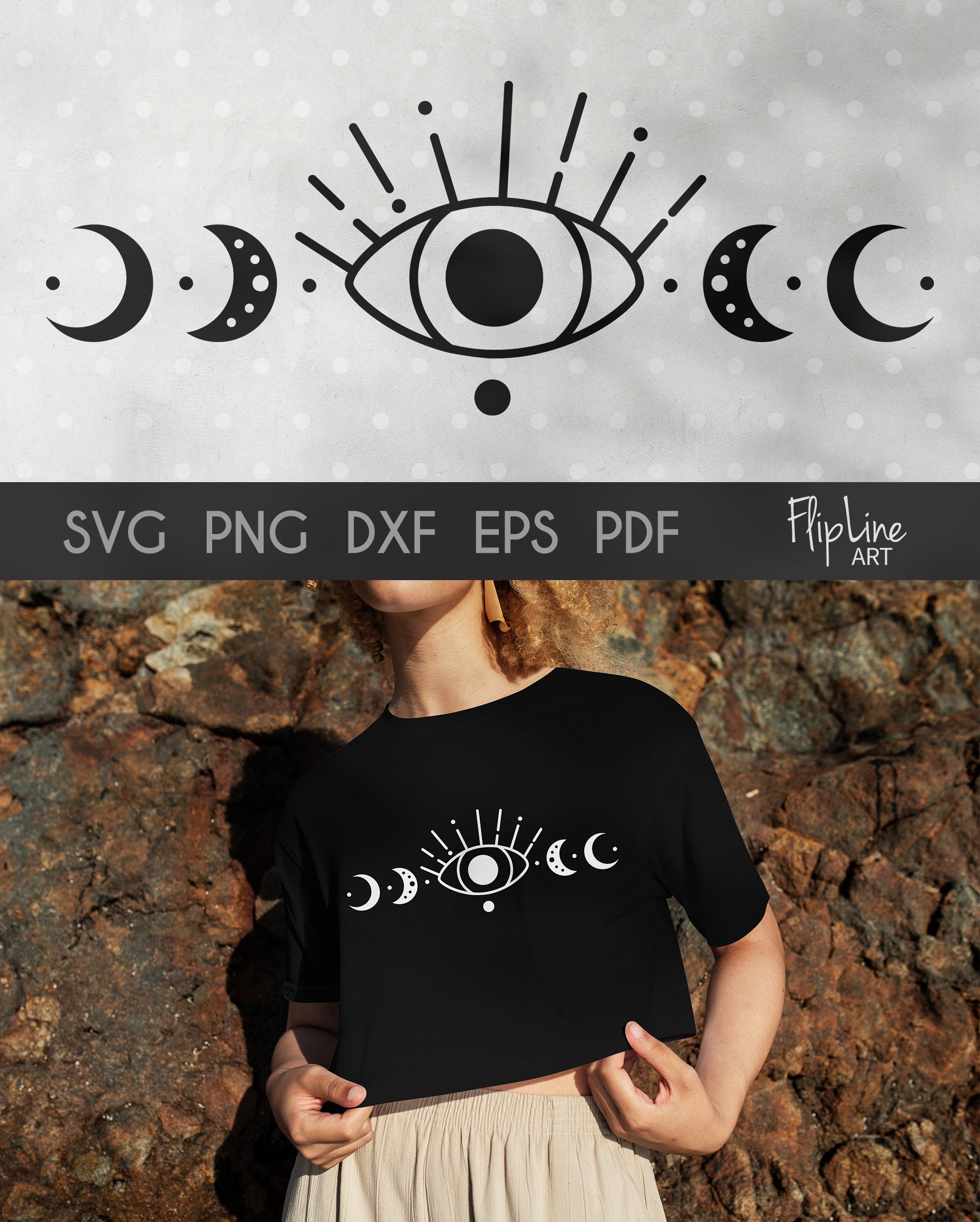 Celestial clipart moon phases, evil eye SVG & PNG clipart.