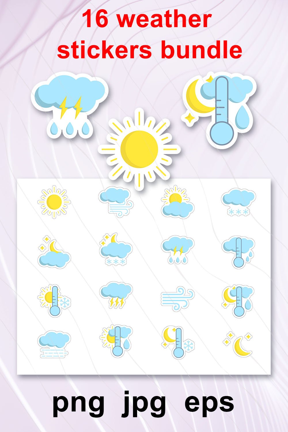 Stickers planner, sticker bundle sheet pack weather clipart