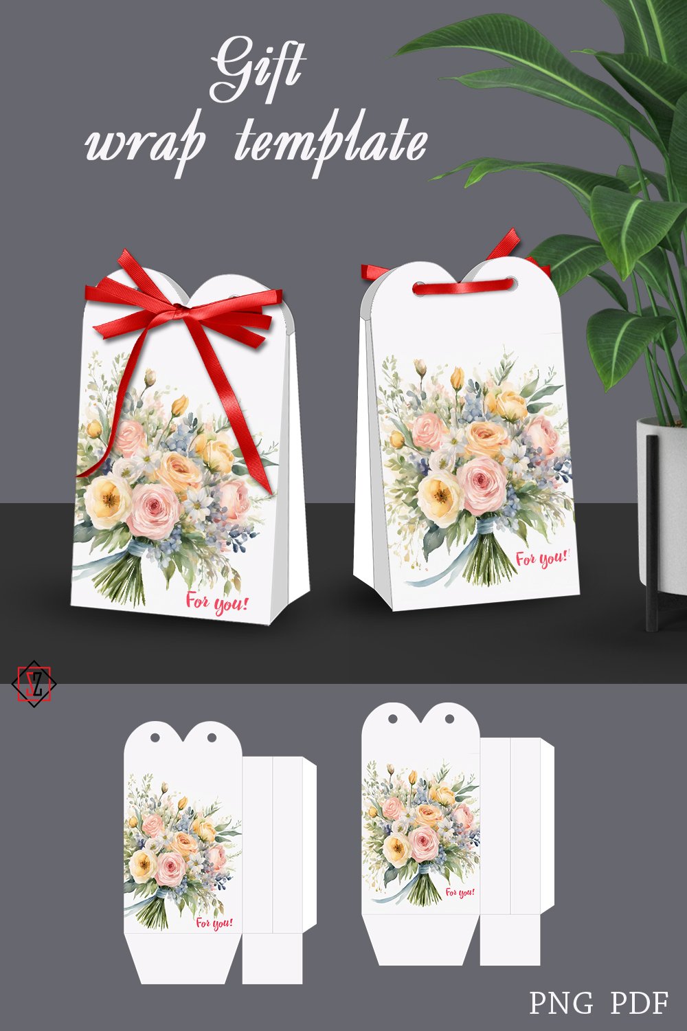 Gift wrap. Gift bag template