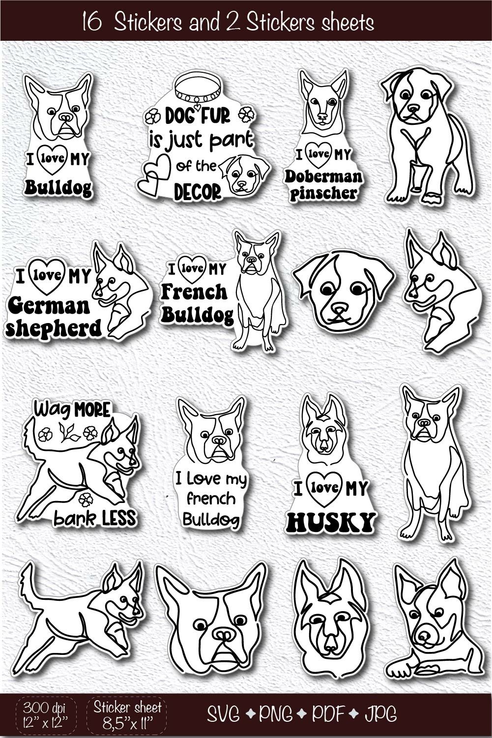 Dog sticker, Dog head stickers, Planner sticker dog, SVG