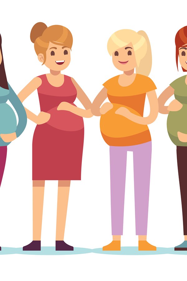 Pregnant women group. Future mothers anticipation birth baby