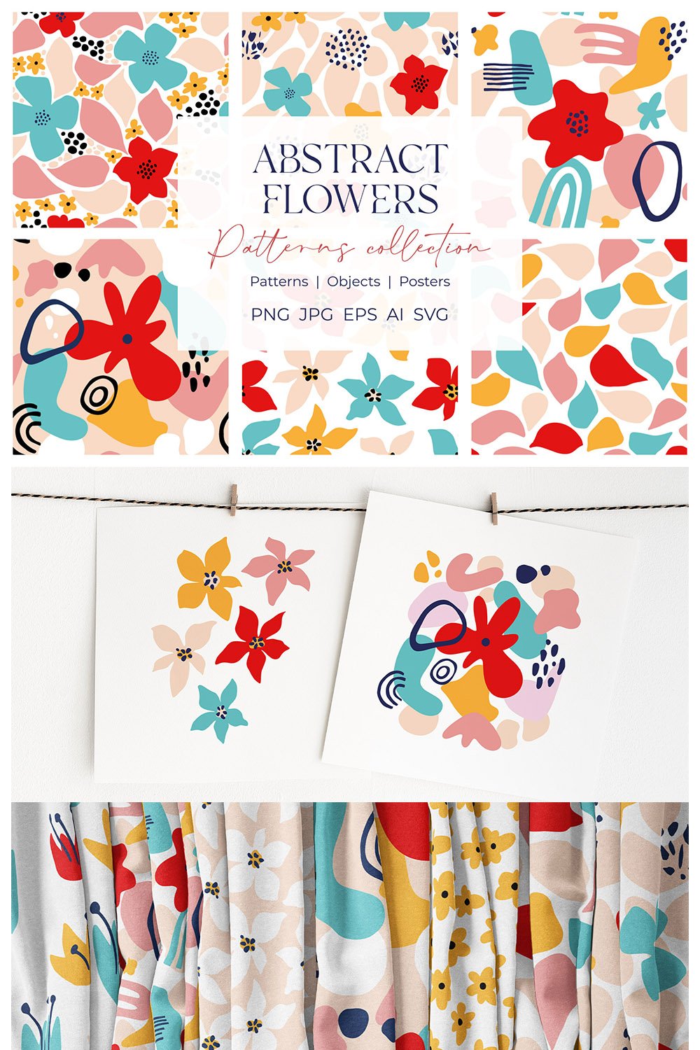 Abstract Flowers, Spring Pattern Collection, Digital paper