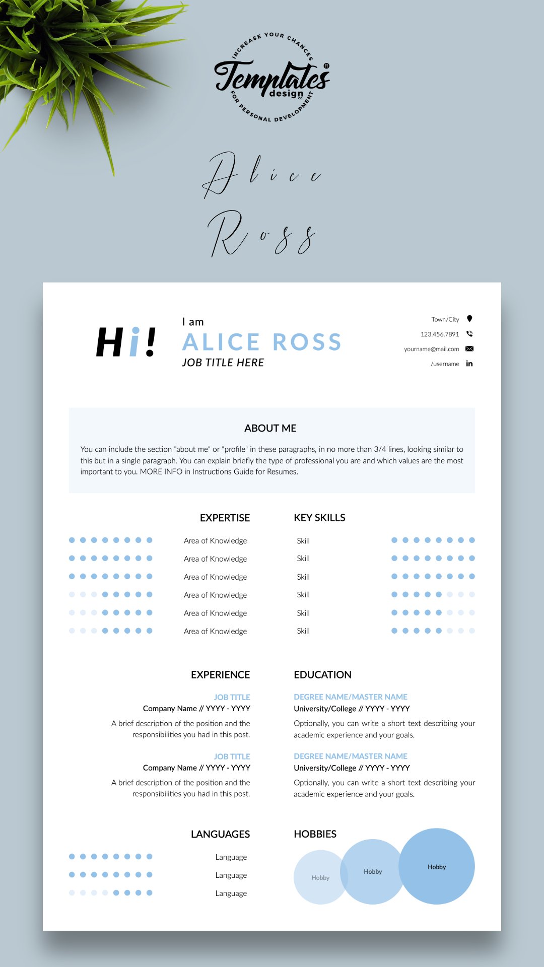 Creative Resume CV Template for Word & Pages Alice Ross