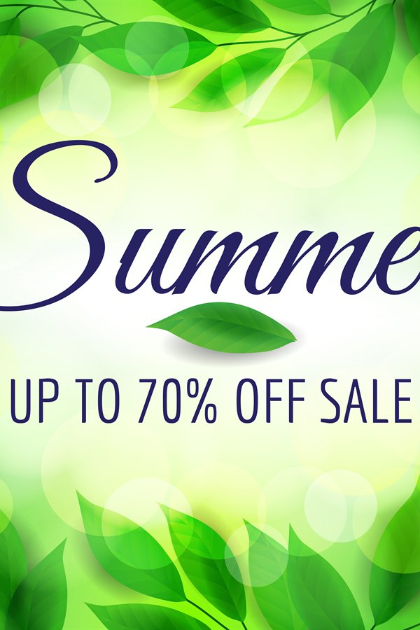 Sale poster background with green leaves