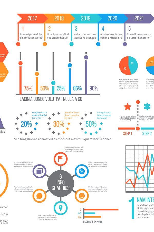 Infographics elements. Statistics chart, option flowchart an