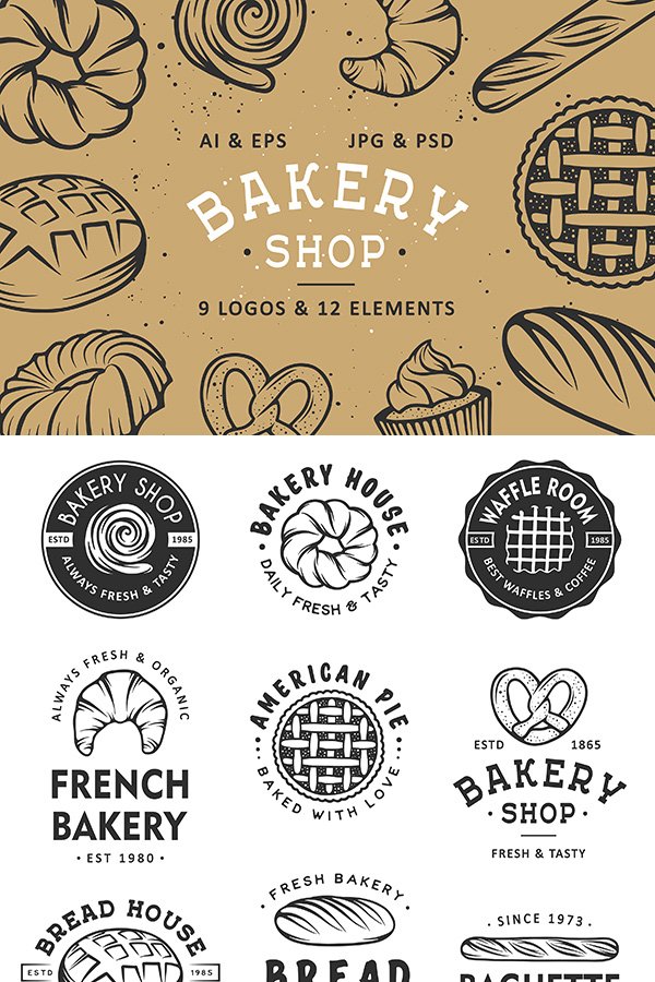 Set of bakery logos and elements (172425)