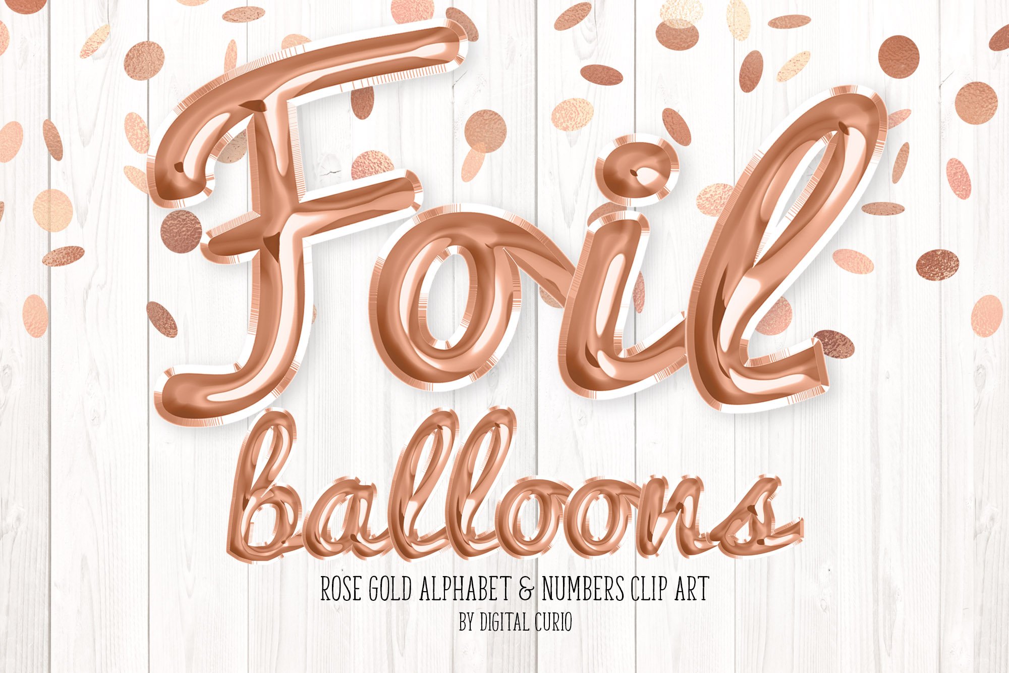 Rose Gold Foil Balloon Script Alphabet