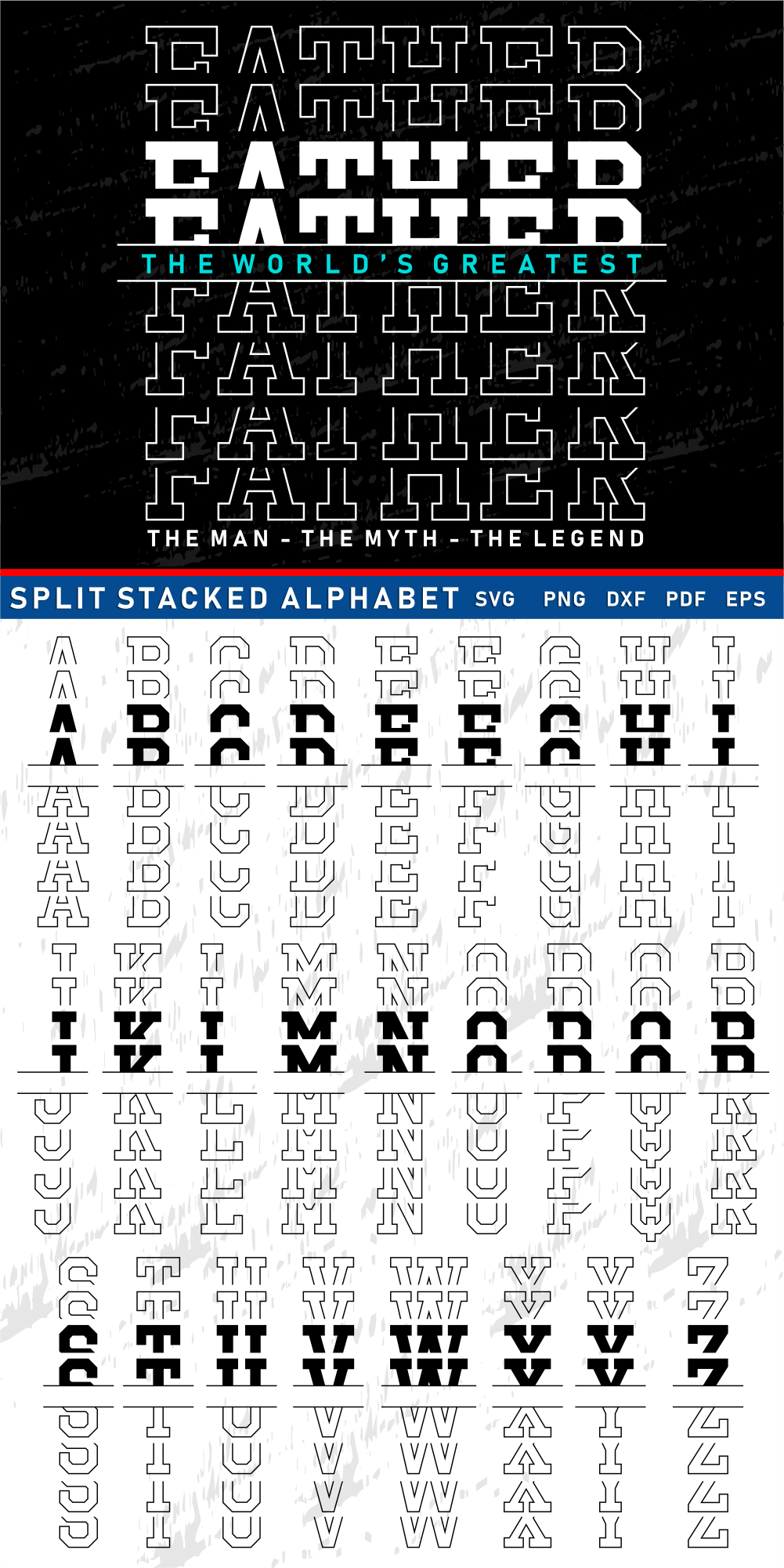 Split Stacked Alphabet Monogram Letters, Sports Font SVG