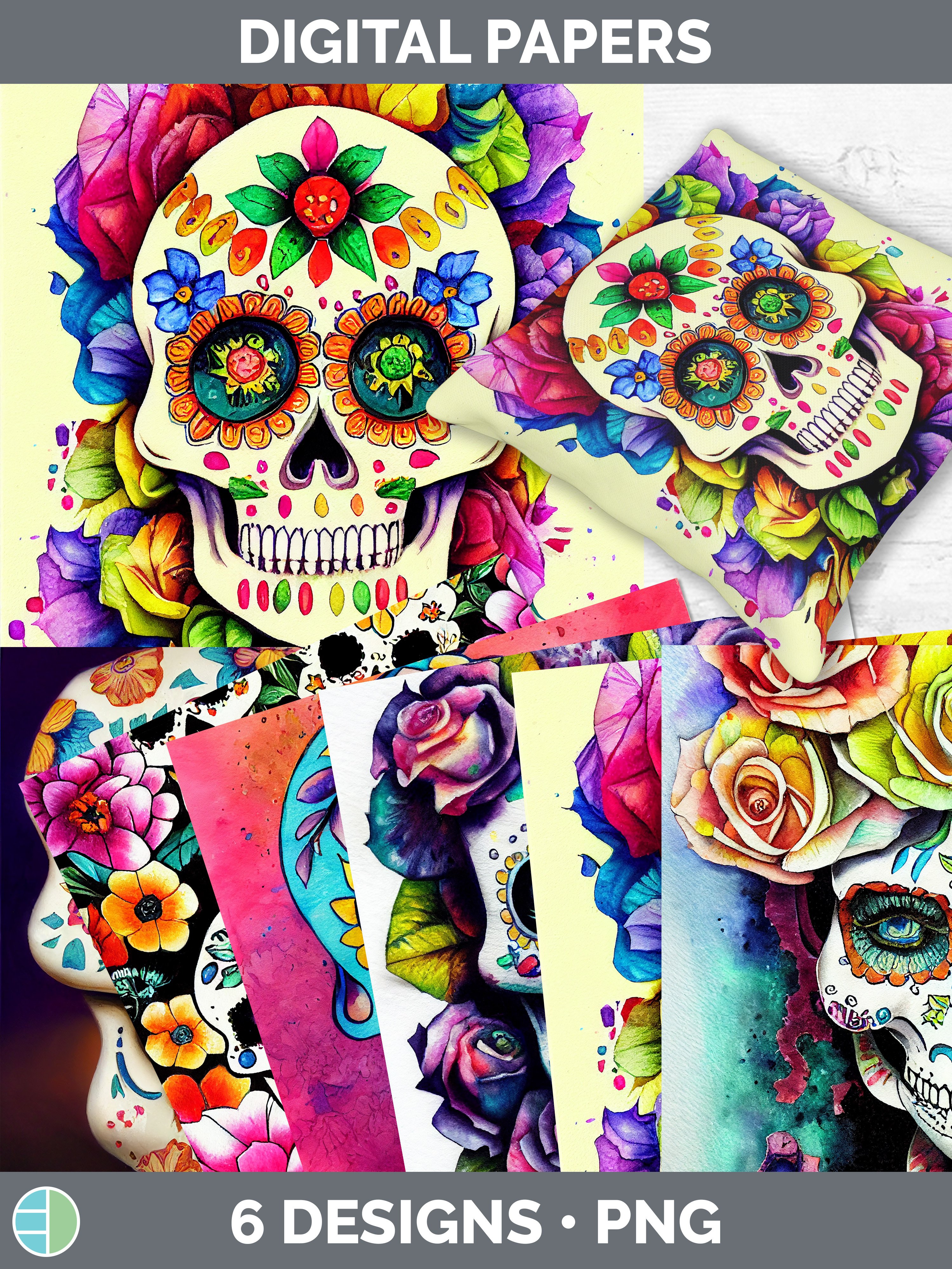 Day of the Dead Sugar Skulls Backgrounds | Digital Scrapbook
