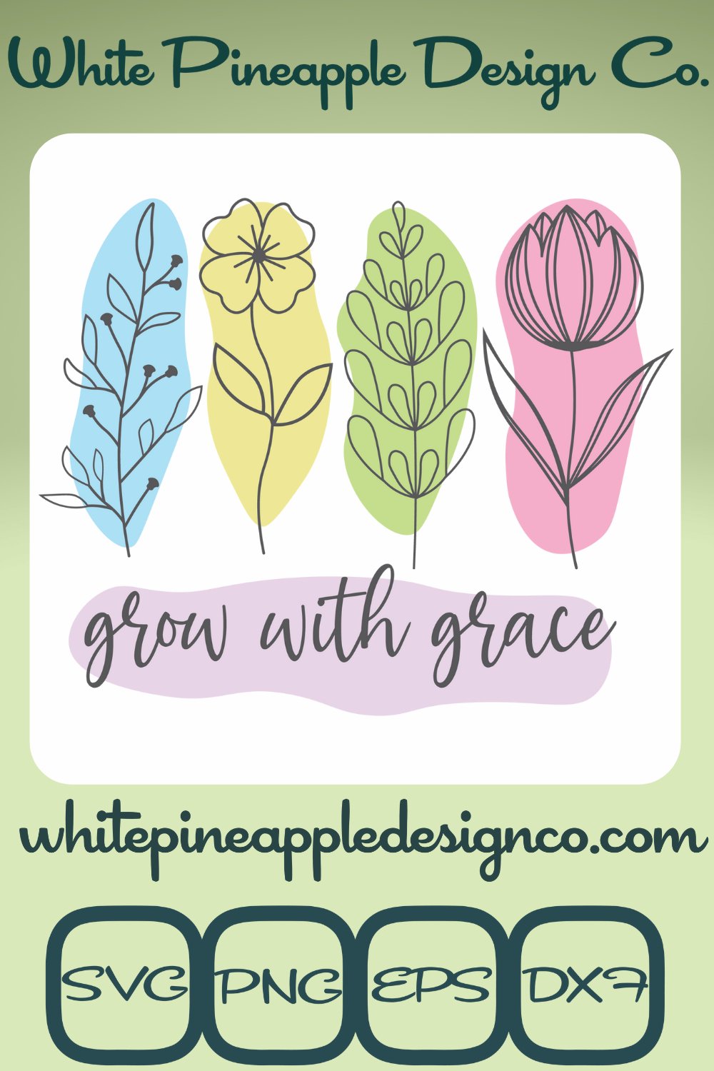 Grow With Grace Floral Cut File | SVG, PNG, EPS, DXF