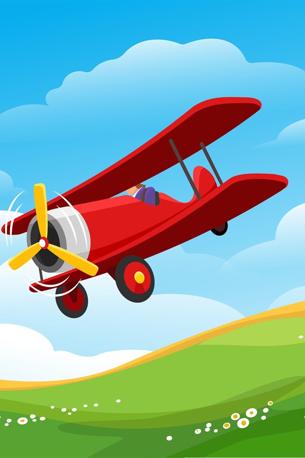 Cartoon flying airplane