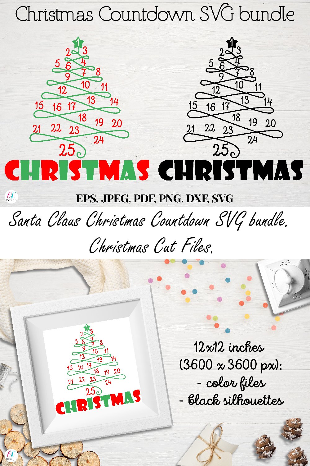 Santa Claus Christmas Countdown SVG bundle.