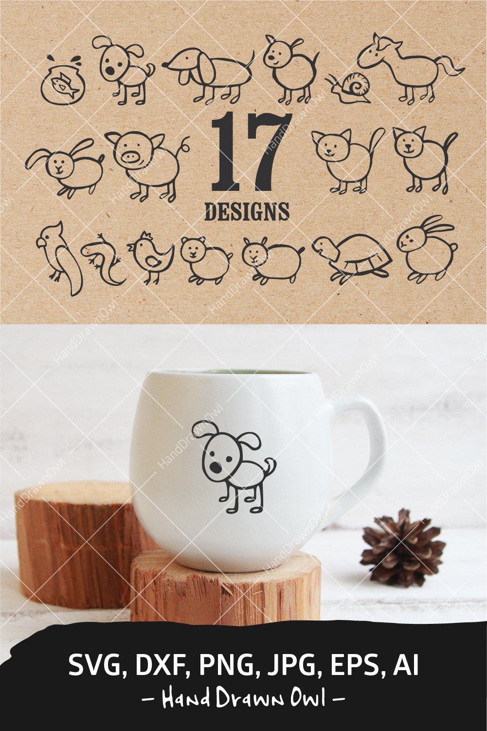Hand Drawn Stick pets svg bundles digital files for design