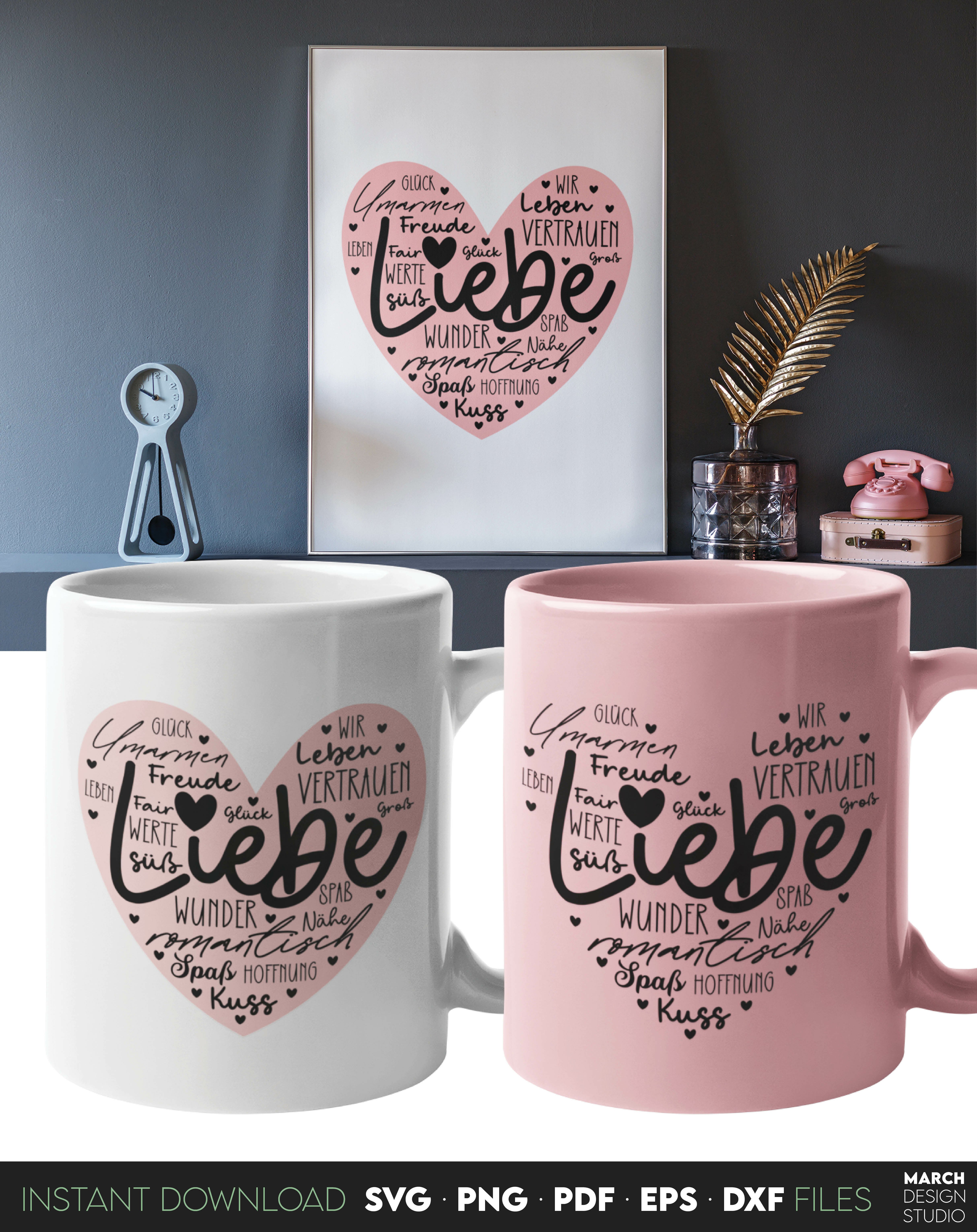 German Liebe Quotes Plotter File SVG PNG DXF Liebling Heart