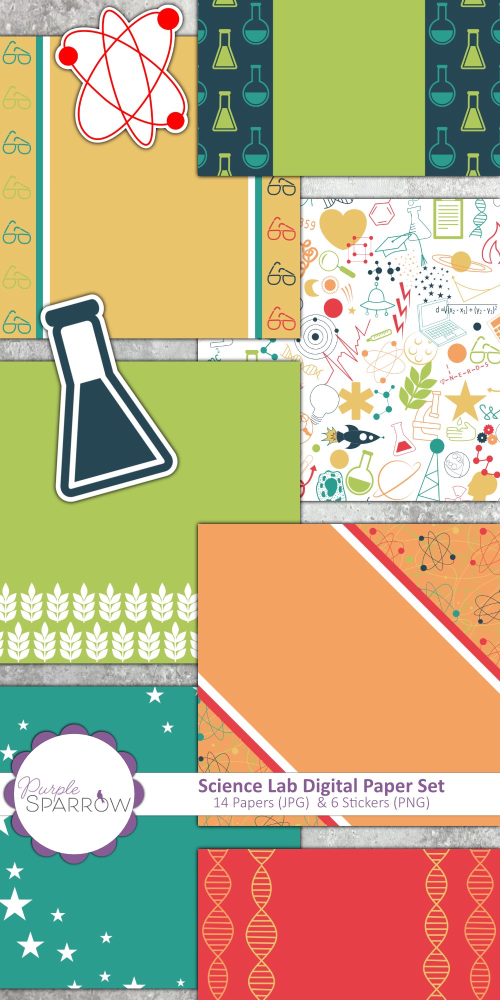 Science Lab Digital Papers and Stickers