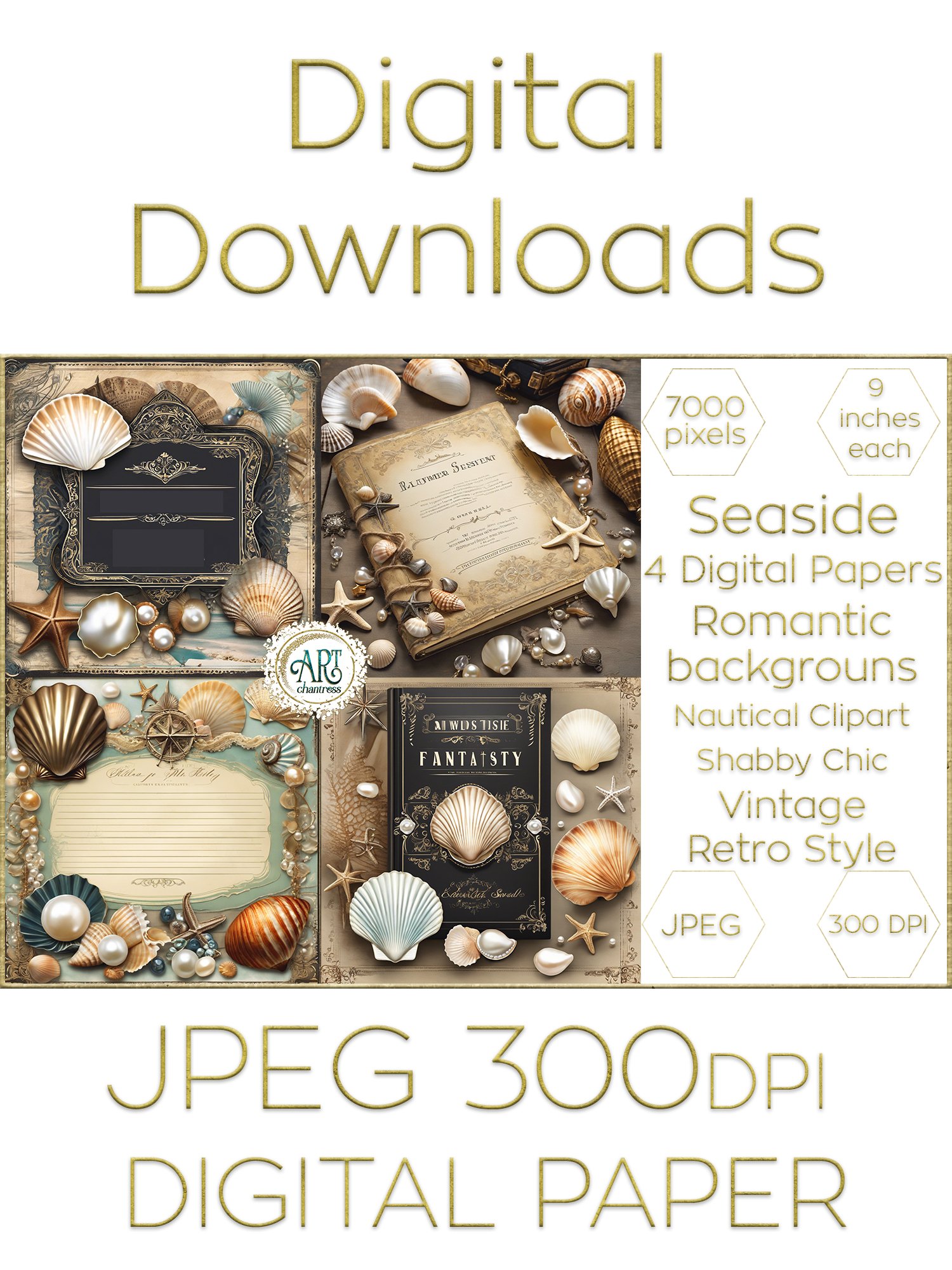 Seaside Watercolor Nautical Romantic Digital (4085685)
