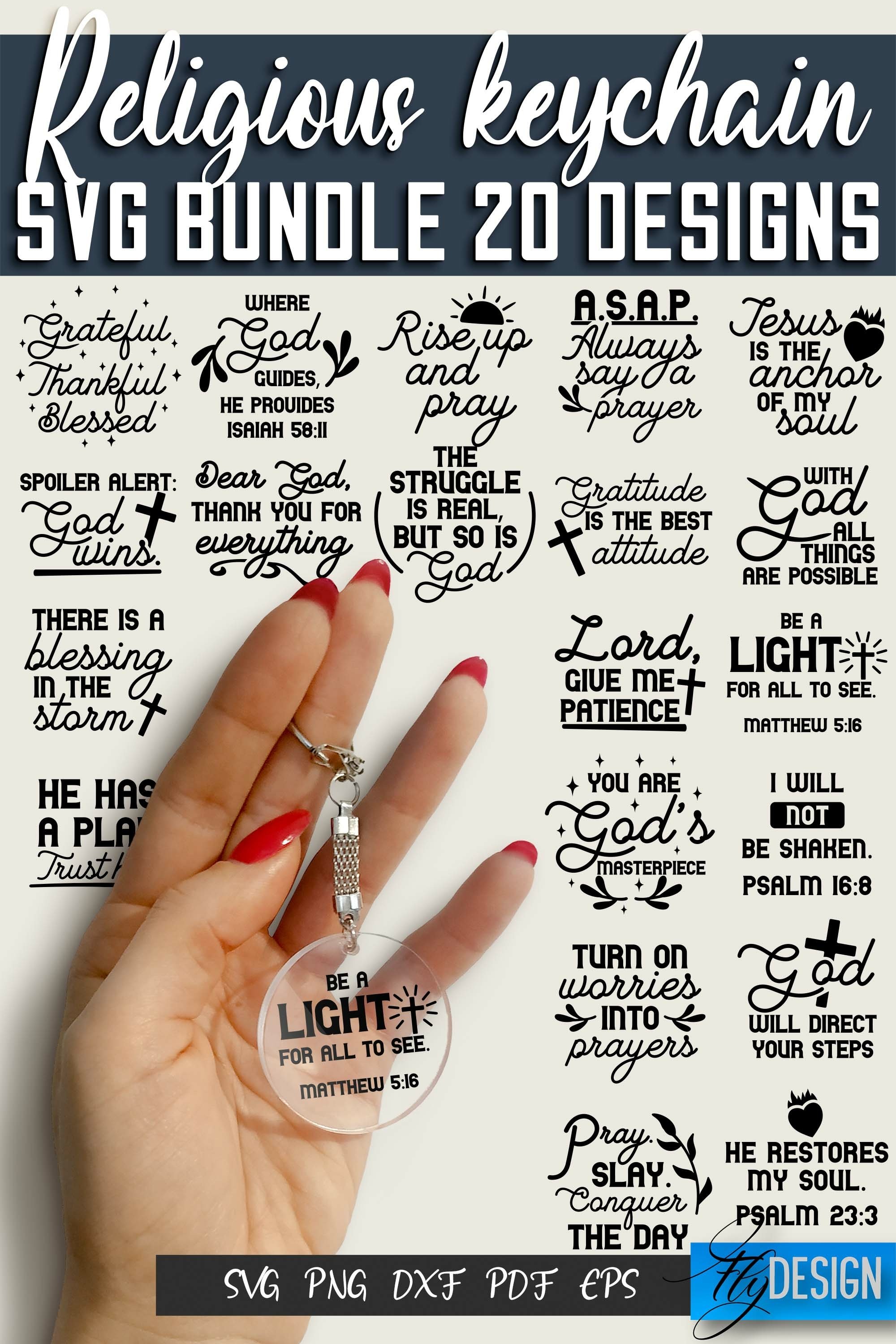 Religious Keychain Quotes SVG Bundle|Religion Round Keychain