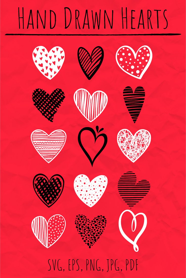 Hand Drawn Hearts 15 Designs | SVG Files (1173233)