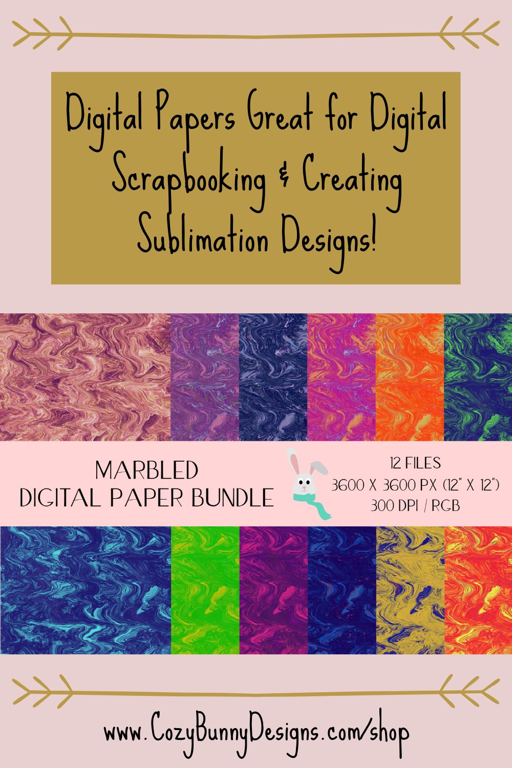Marbled Digital Paper Bundle for Sublimation