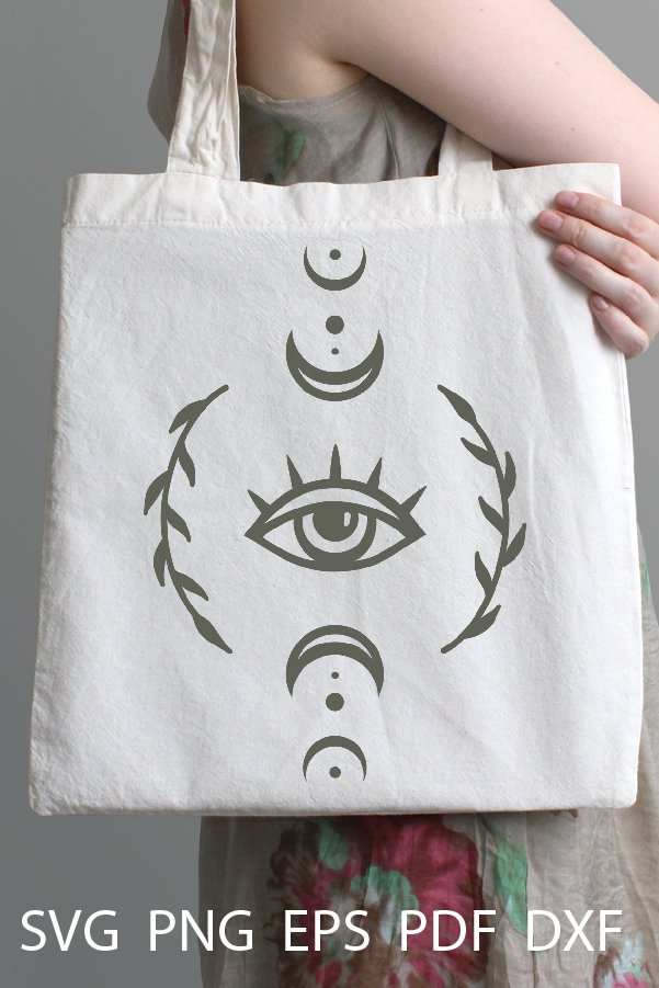 Mystical evil eye with moon phases svg cut file, witchy svg