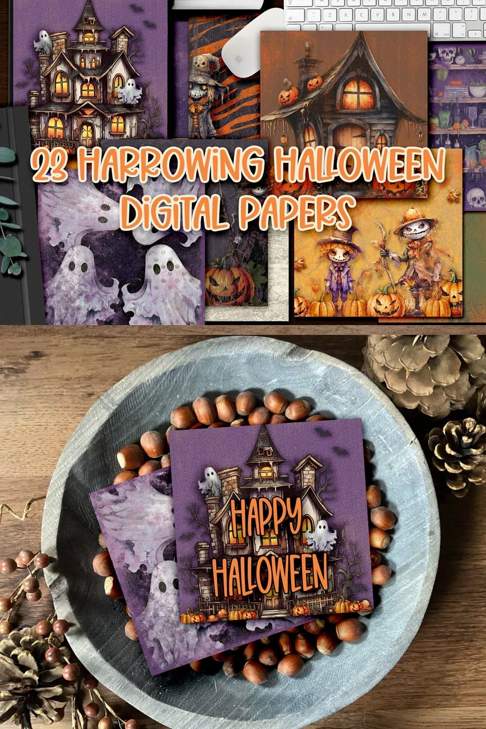 Bundle of Scary Halloween Paper for Sublimation and More