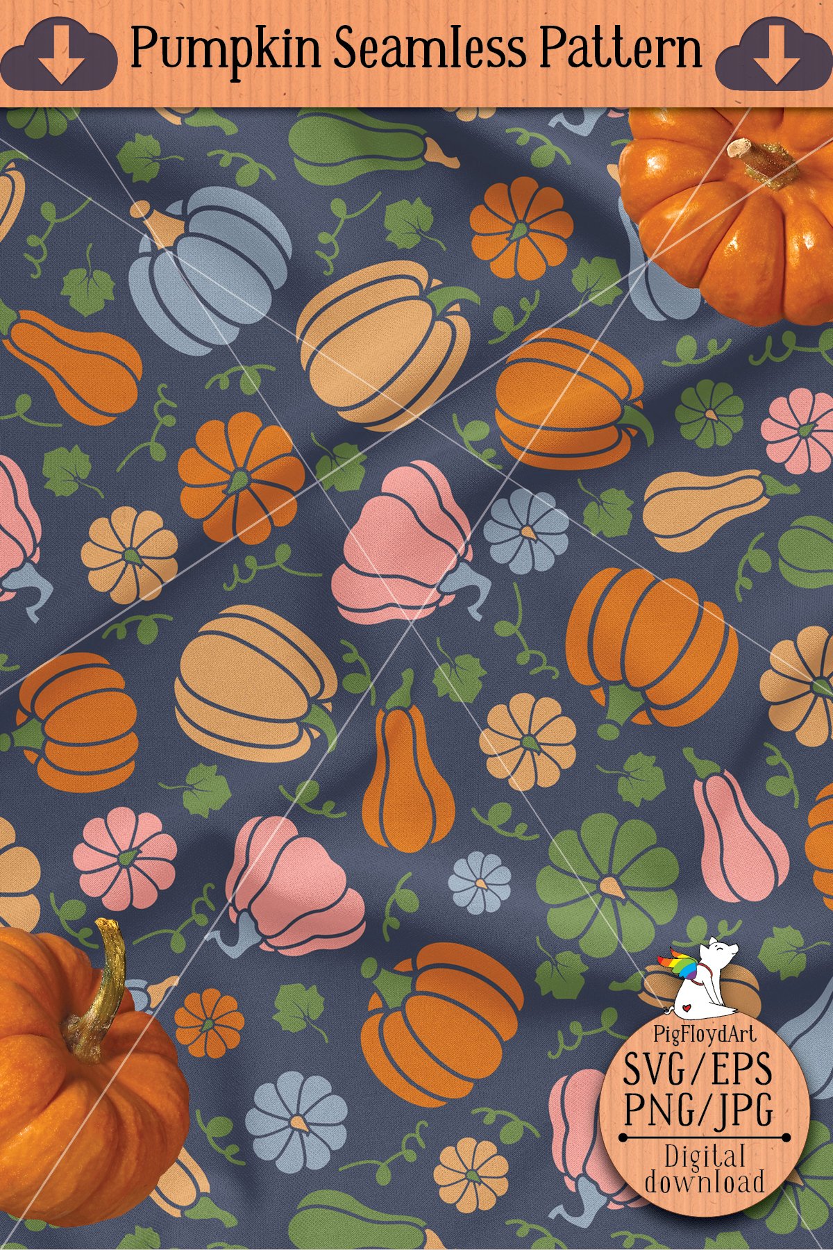Pumpkin Seamless Pattern SVG, Halloween, Hello Autumn, Fall