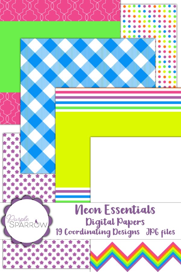 Neon Essentials Digital Paper Set