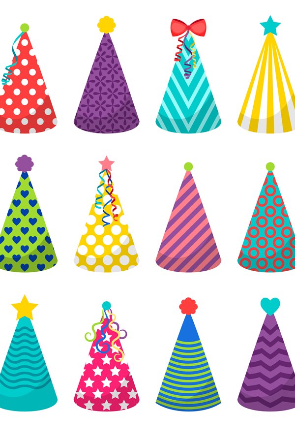 Colorful party hats set