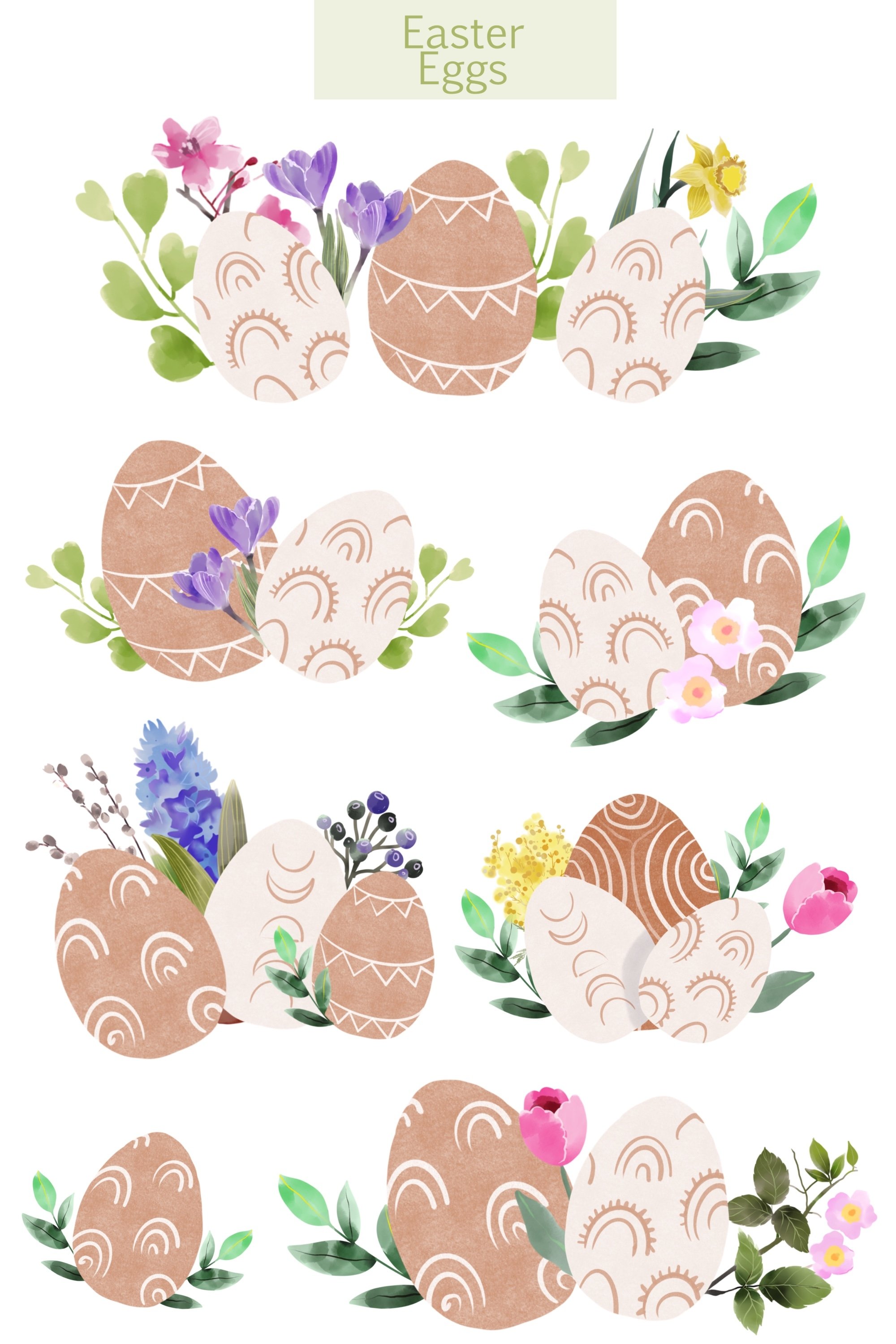 Easter egg clipart Watercolor easter Spring clipart Boho png