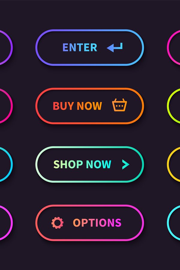Gradient action buttons. Flat web submit form, modern transi