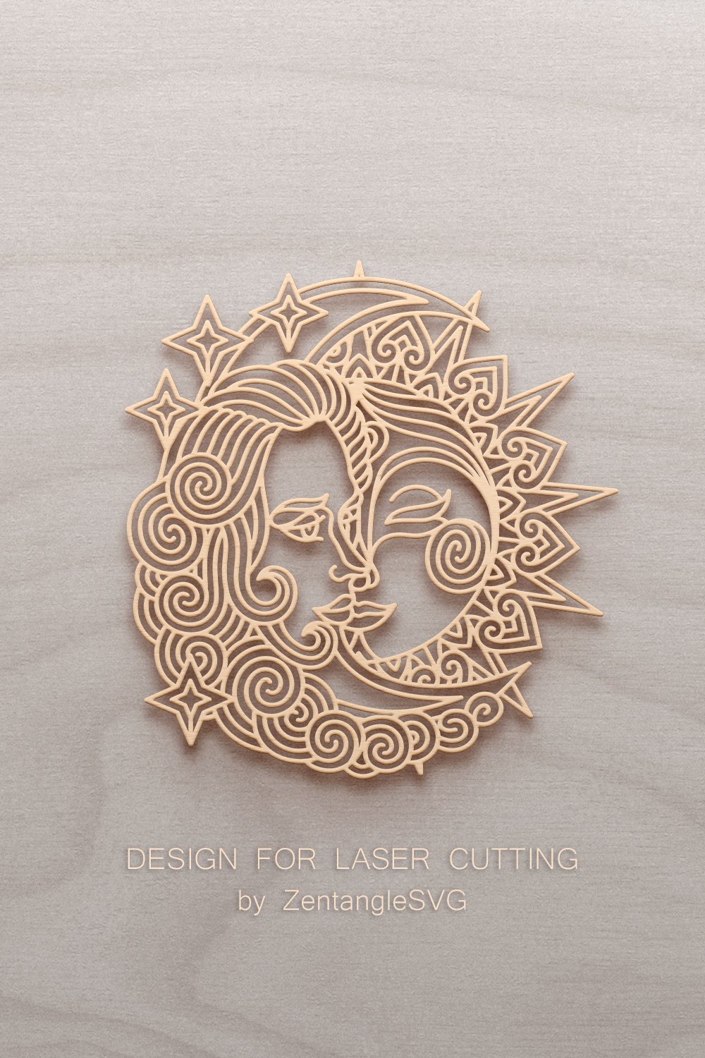 Sun and Moon SVG DXF Laser cut files, Mandala (1830207)