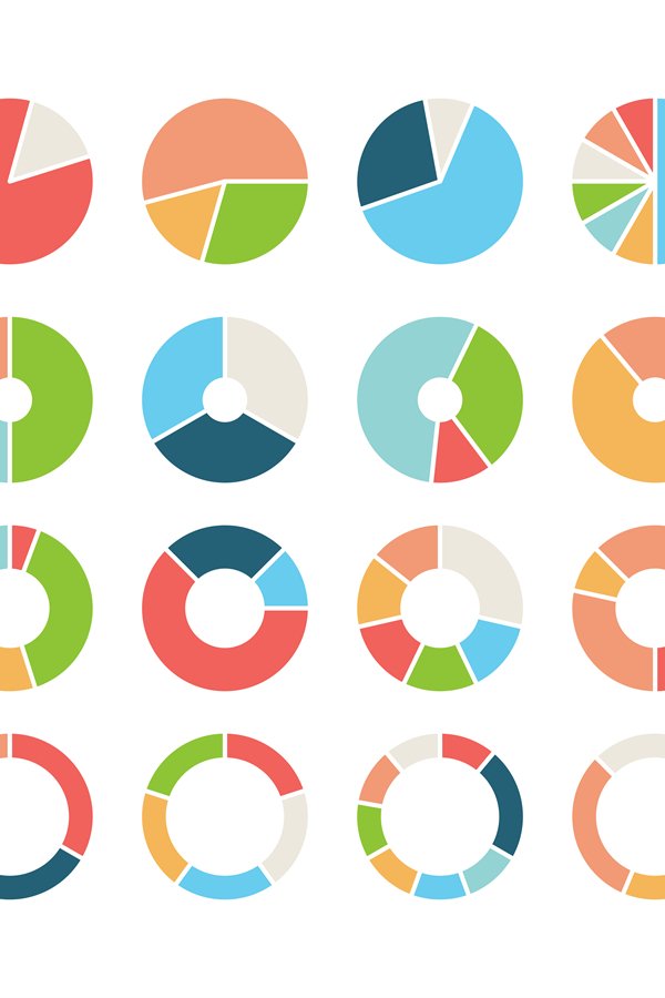 Circle section. Round chart wheel circular hub with differen