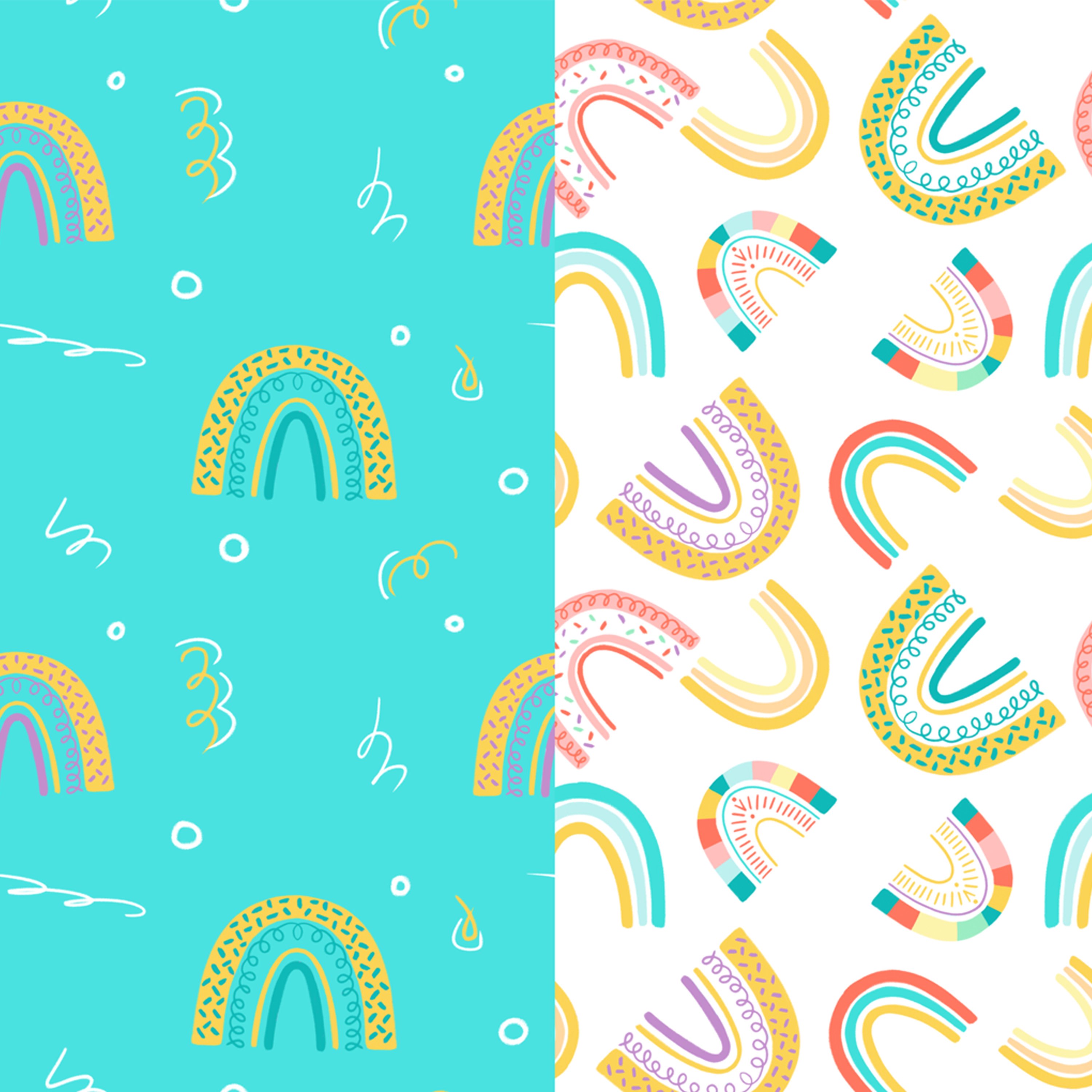 Summer colorful rainbow and ice cream digital paper