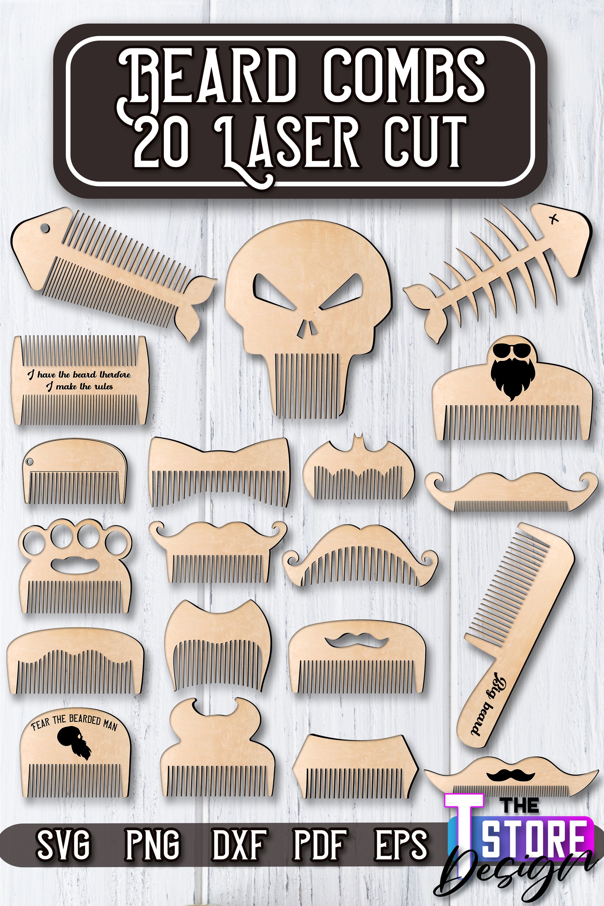 Beard Combs Laser Cut | Beard SVG Design | CNC (2317033)