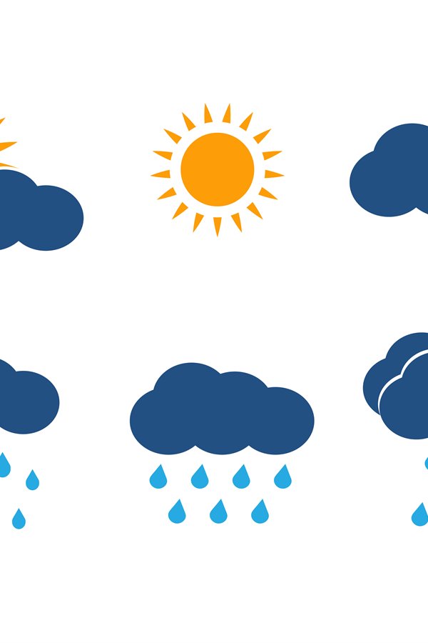 Vector weather icons set. Sun, clouds, rain, (789138)
