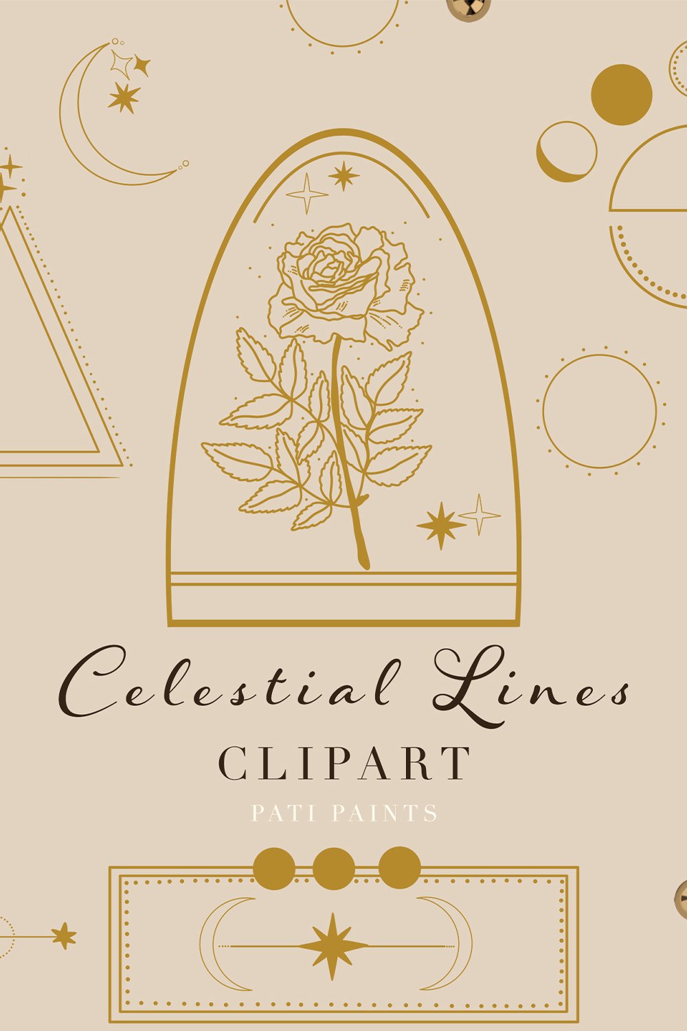 Celestial Lines Magic Logo Vector Clipart PNG | Sun and Moon