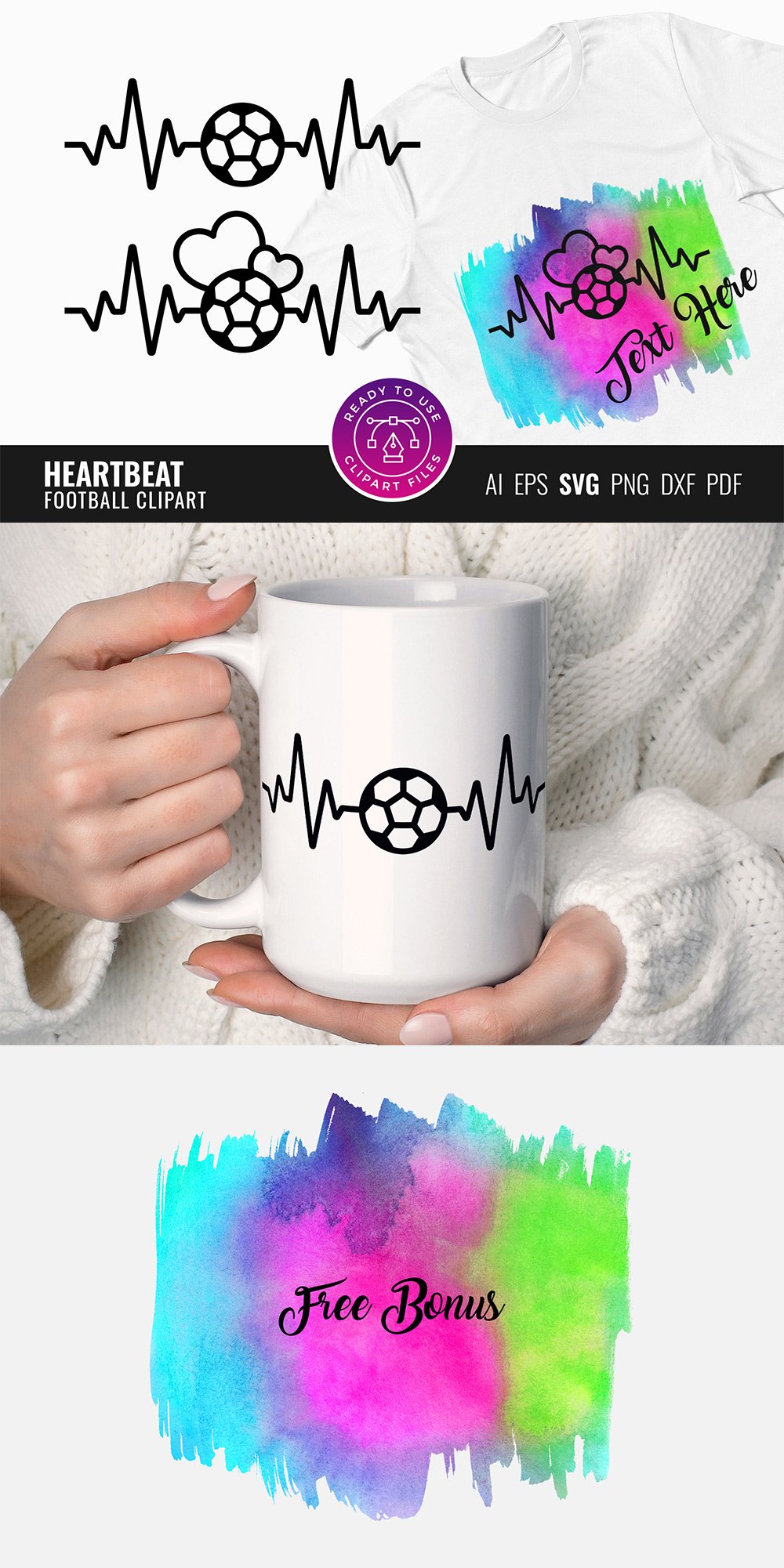 Heartbeat SVG - Football SVG