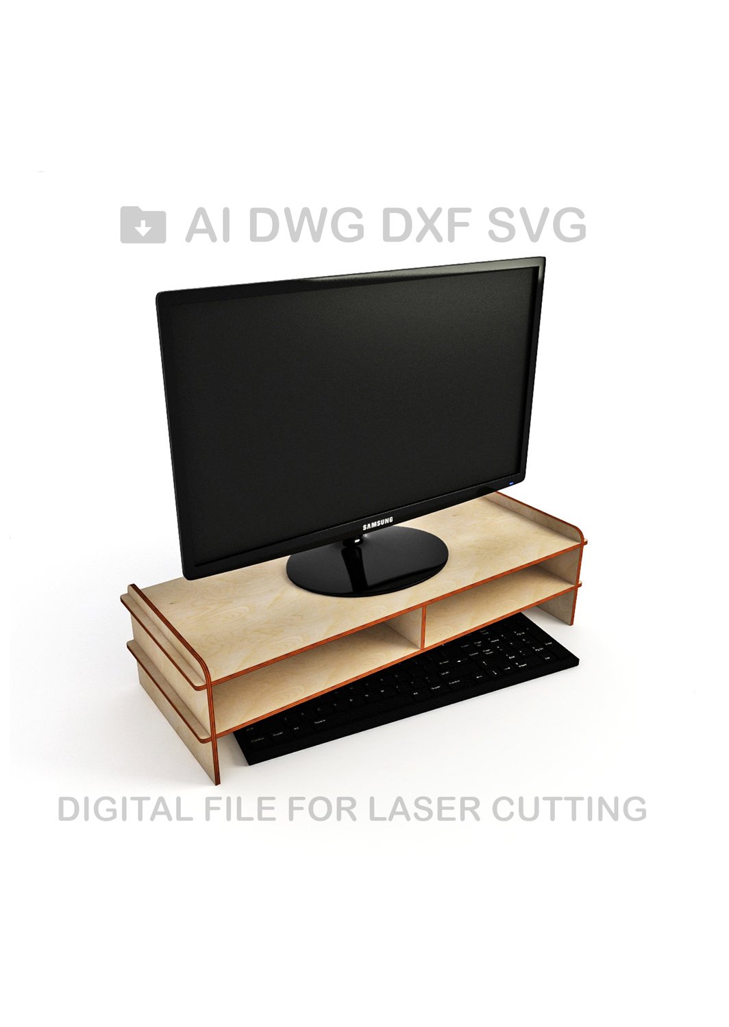 Wooden monitor stand vector for CNC svg vector (2109316)