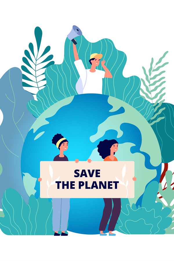 Earth Day Concept Save Planet Group With Posters Nature