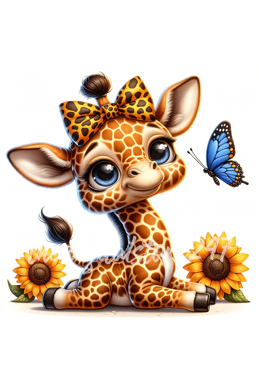 Cute Giraffe with Sunflowers JPG File (3551510)