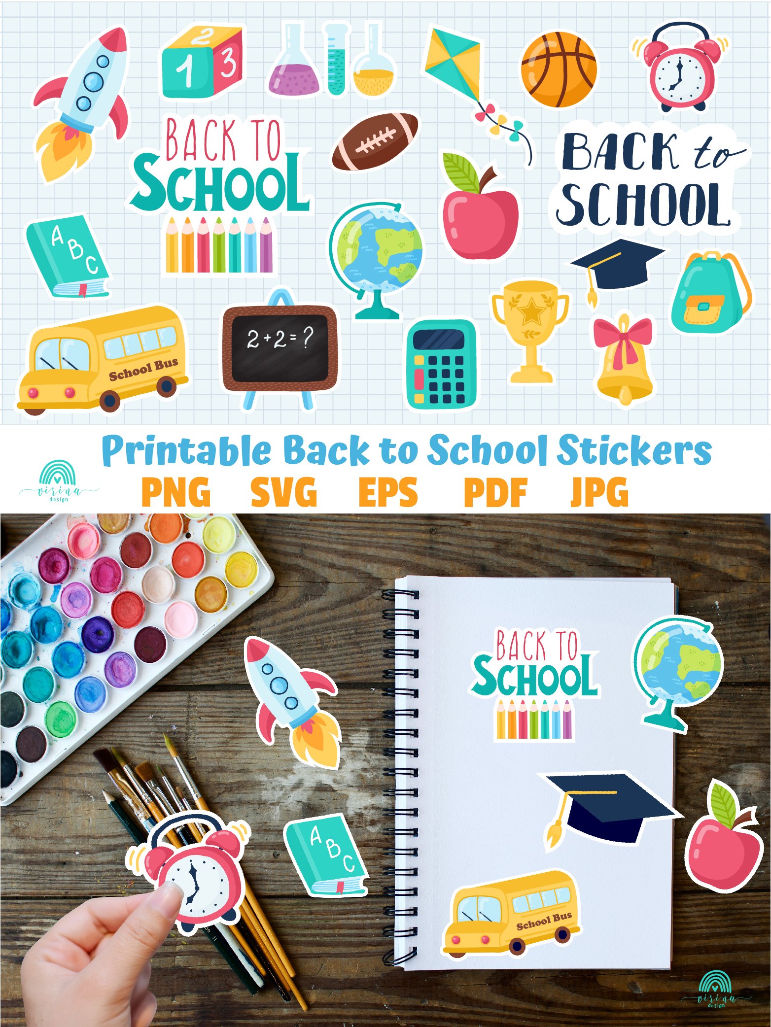 Back to School Stickers Bundle, School Supply Sticker Bundle