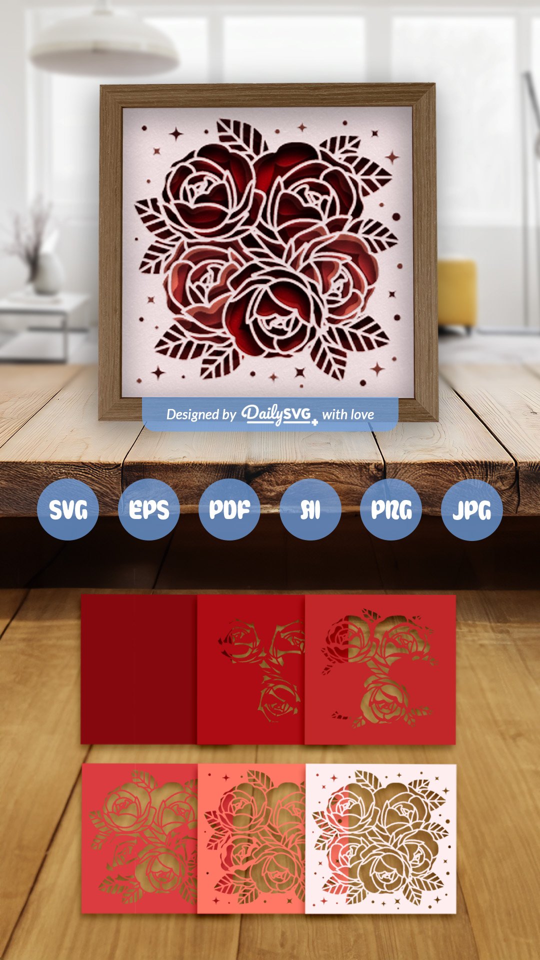 Bunch of Roses Layered Papercut