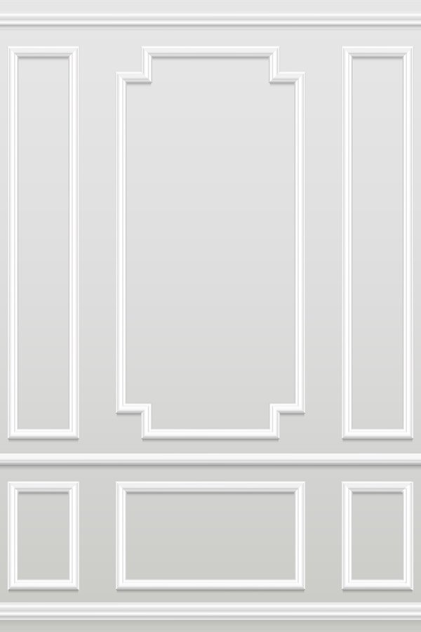 Empty white wall. Moulding panels classic home decoration. L