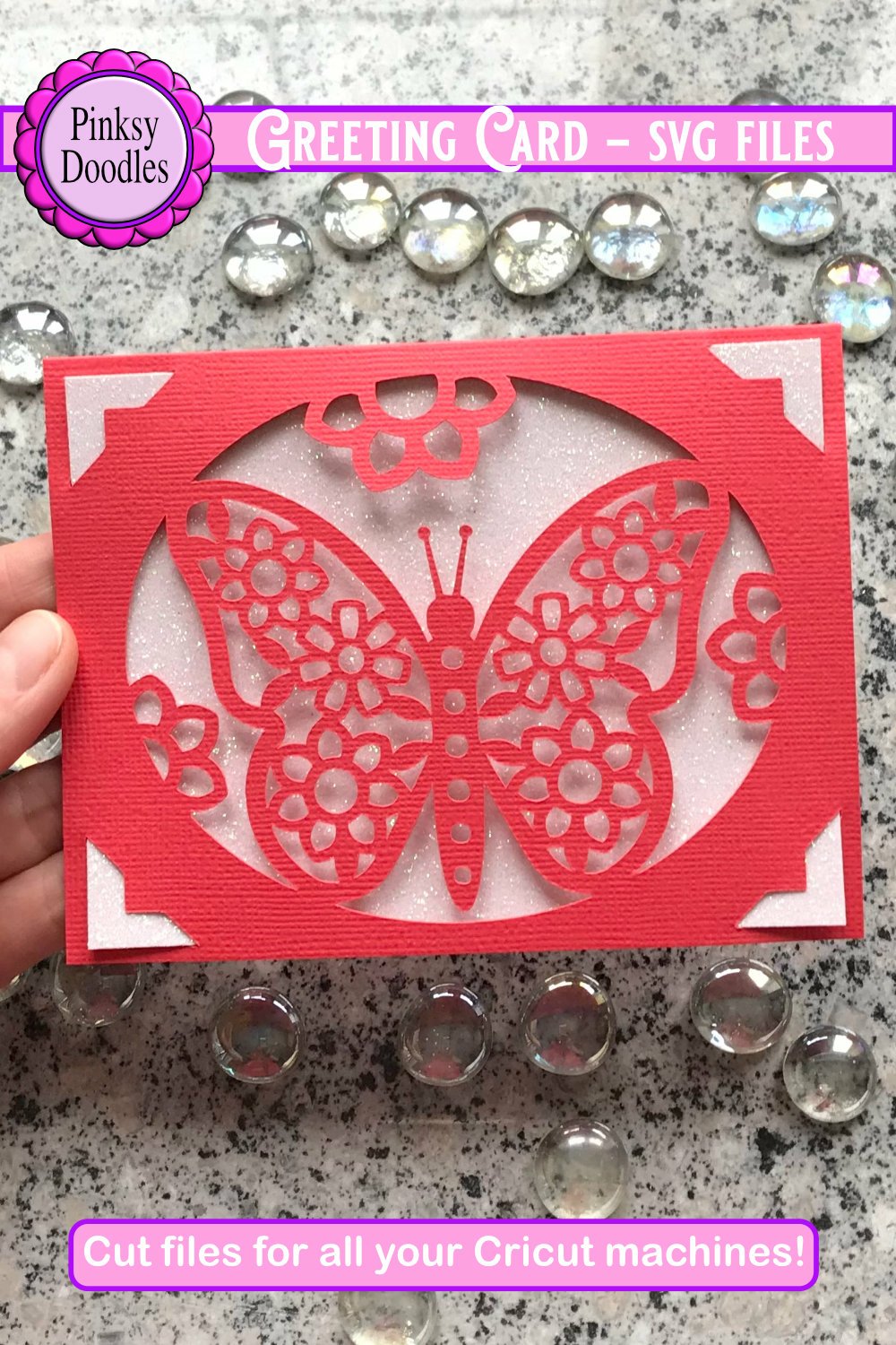 Floral Butterfly paper cut card svg cut files