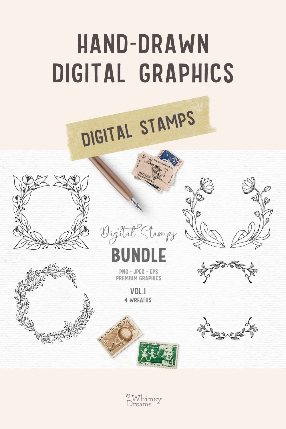 Hand-drawn digital stamp bundle | Boho flower (562374)